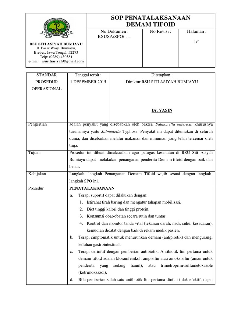 SOP Demam Typoid | PDF