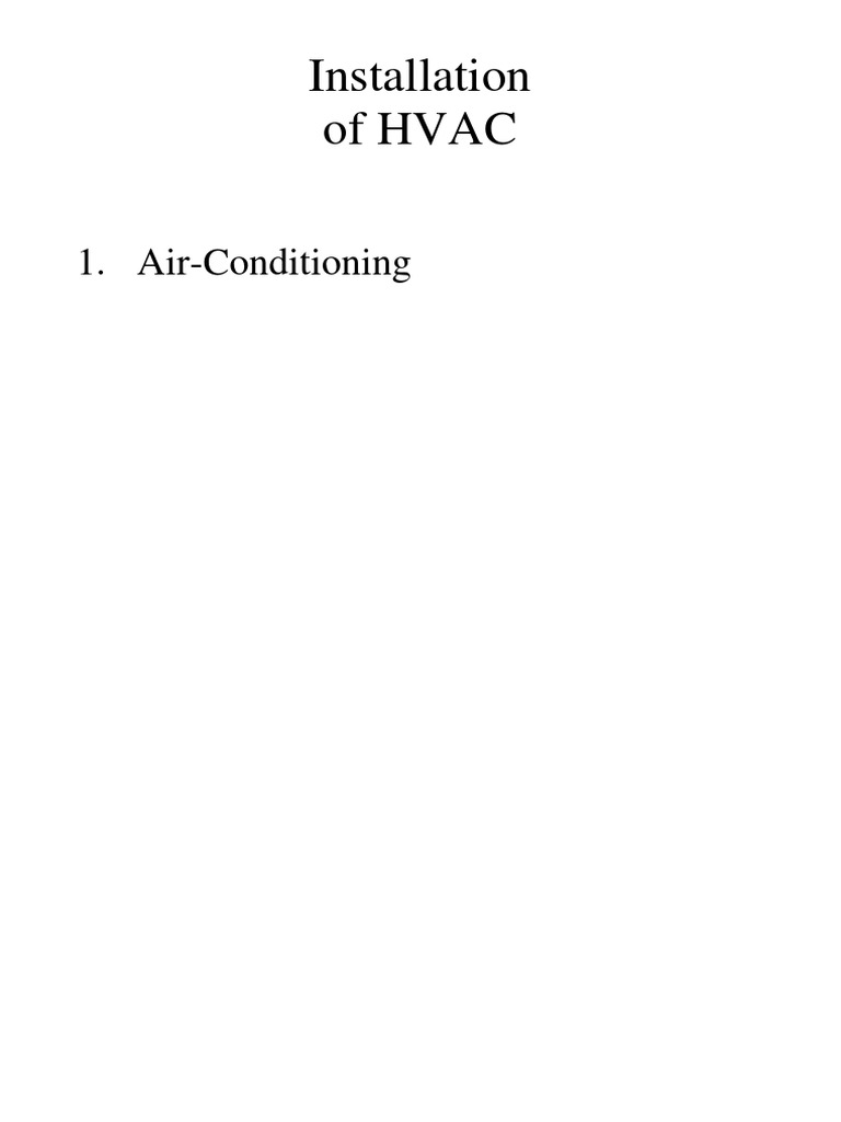 Installation of Hvac: 1. Air-Conditioning | PDF