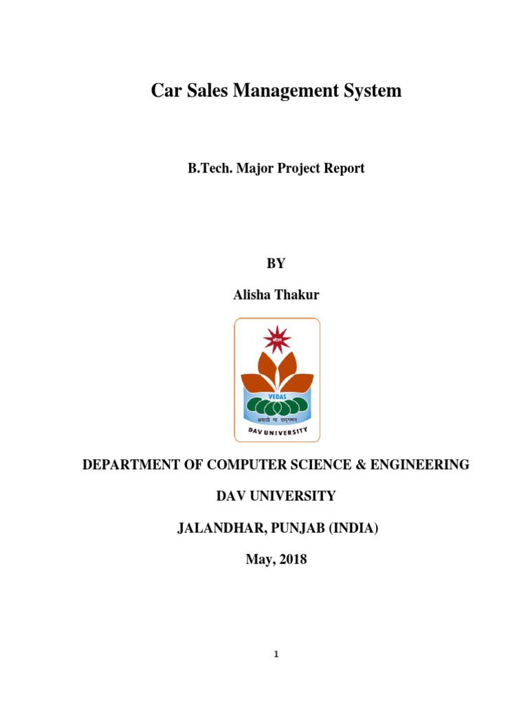 Alisha Thakur's Car Sales Management System | PDF | Java (Software ...