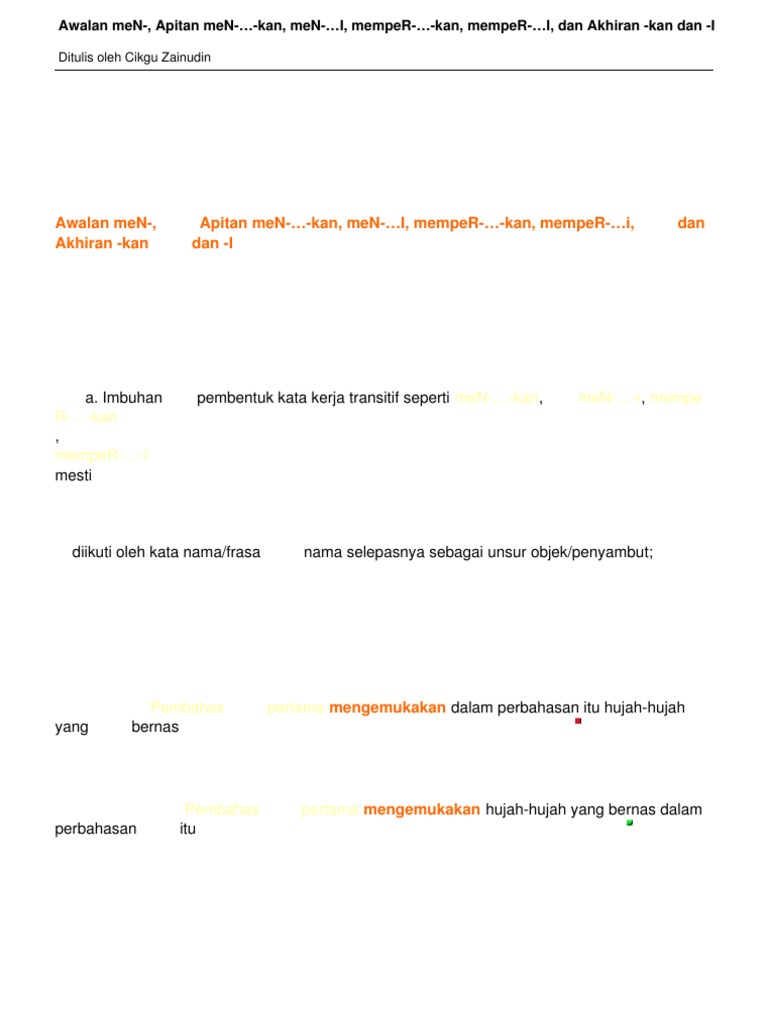Awalan Men Apitan Men Kan Men I Memper Kan Memper I Dan Akhiran Kan Dan ...