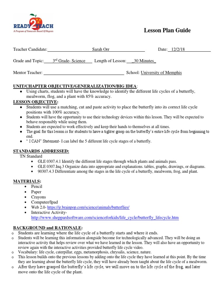 Lesson Plan Guide: Unit/Chapter Objective/Generalization/Big Idea | PDF ...