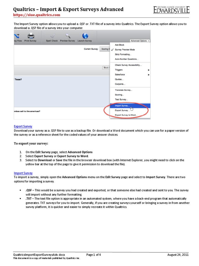 Qualtrics - Import & Export Surveys Advanced | PDF | Text File | Download
