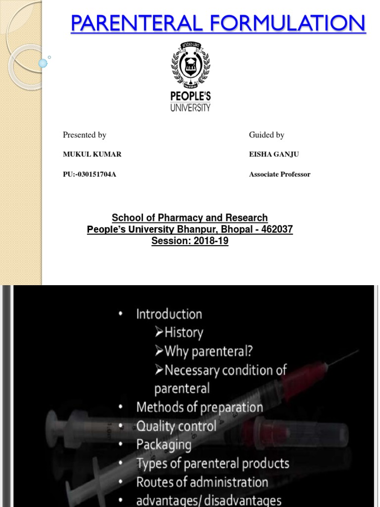 Parenteral Formulation | PDF