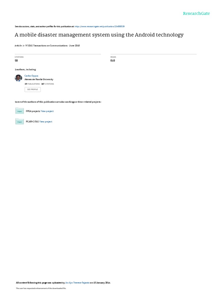 Android Disaster Management App | PDF | Genetic Algorithm | Evolution