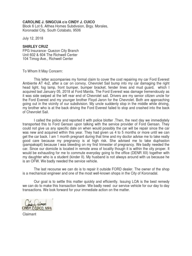 Revised Insurance Letter | Download Free PDF | Car | Vehicle Technology