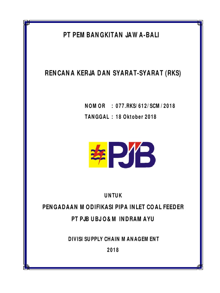 Contoh RKS Modif Pipa Inlet Coal Feeder | PDF | Bisnis | Pengelolaan ...