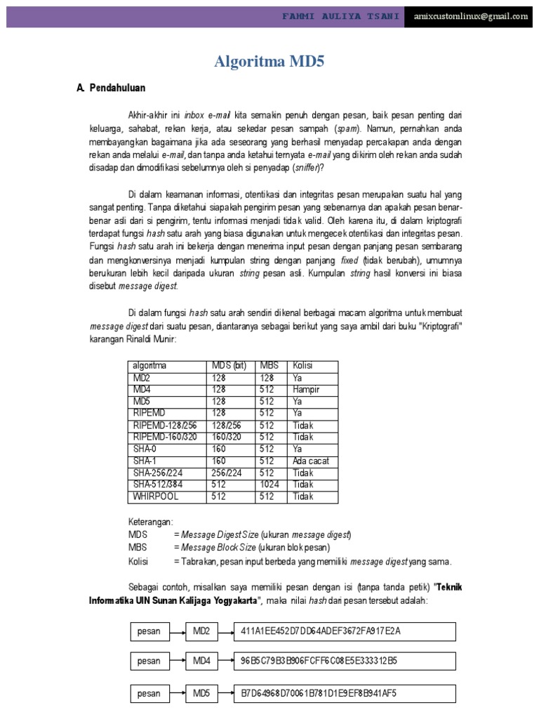 Berkenalan Dengan Algoritma Hash MD5 | PDF