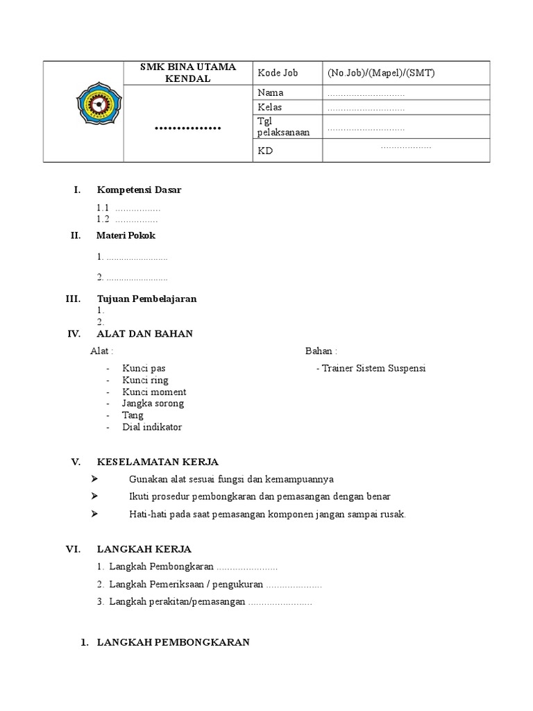 Contoh Jobsheet | PDF