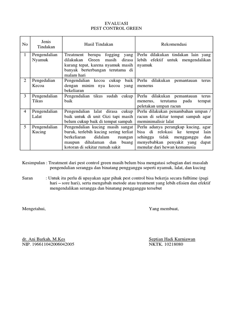Evaluasi Efektivitas Pest Control Green | PDF