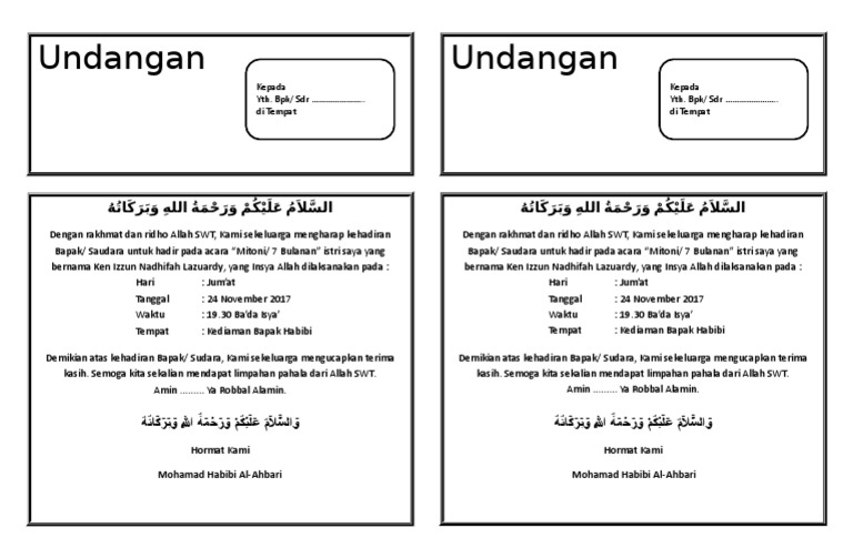 Surat Undangan Mitoni | PDF