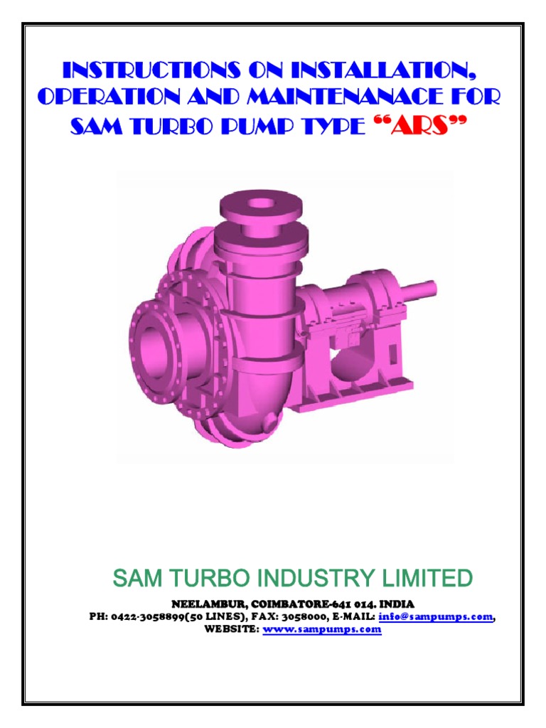 Sam Turbo Pump Type Ars | PDF | Bearing (Mechanical) | Pump