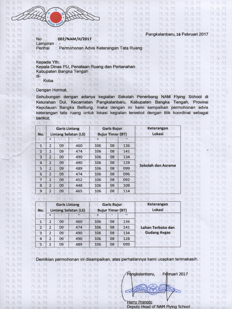 Contoh Surat Permohonan Advis Tata Ruang | PDF