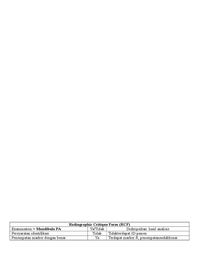Radiographic Critique Form | PDF