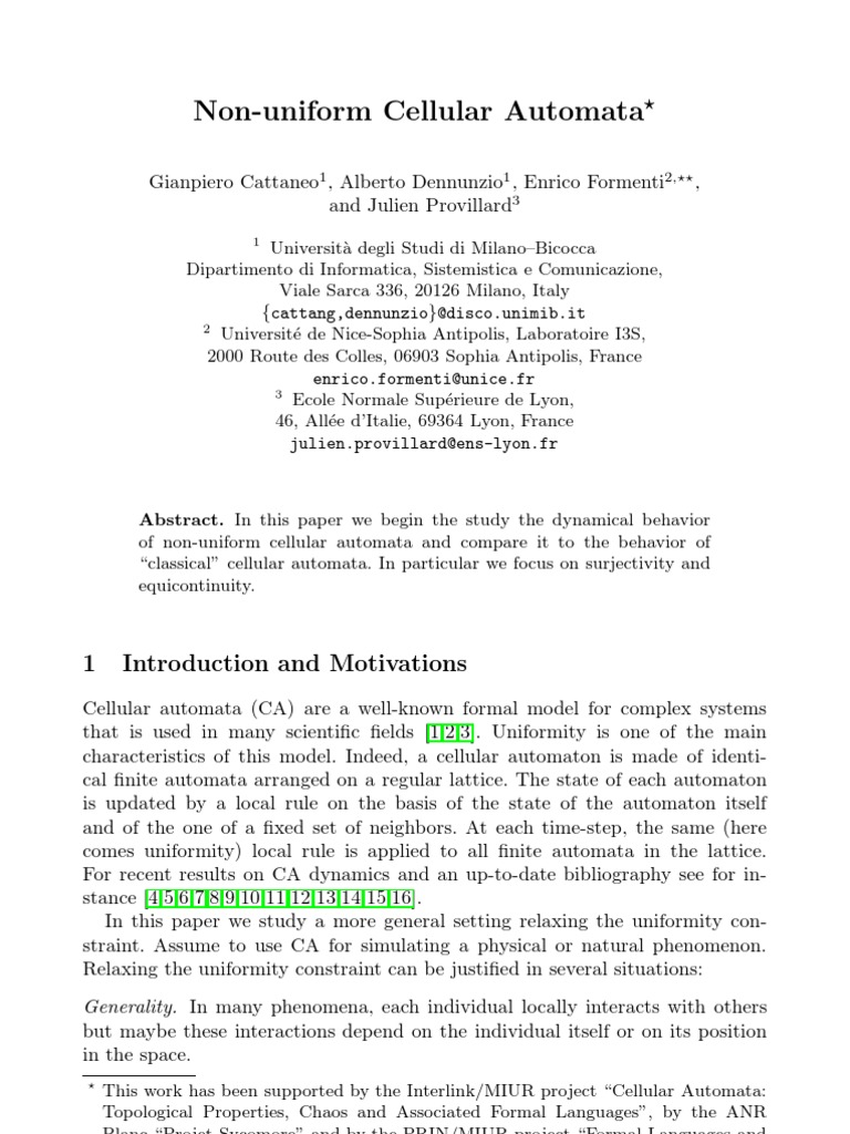 Non Uniform Cellular Automata Pdf Vertex Graph Theory Theorem