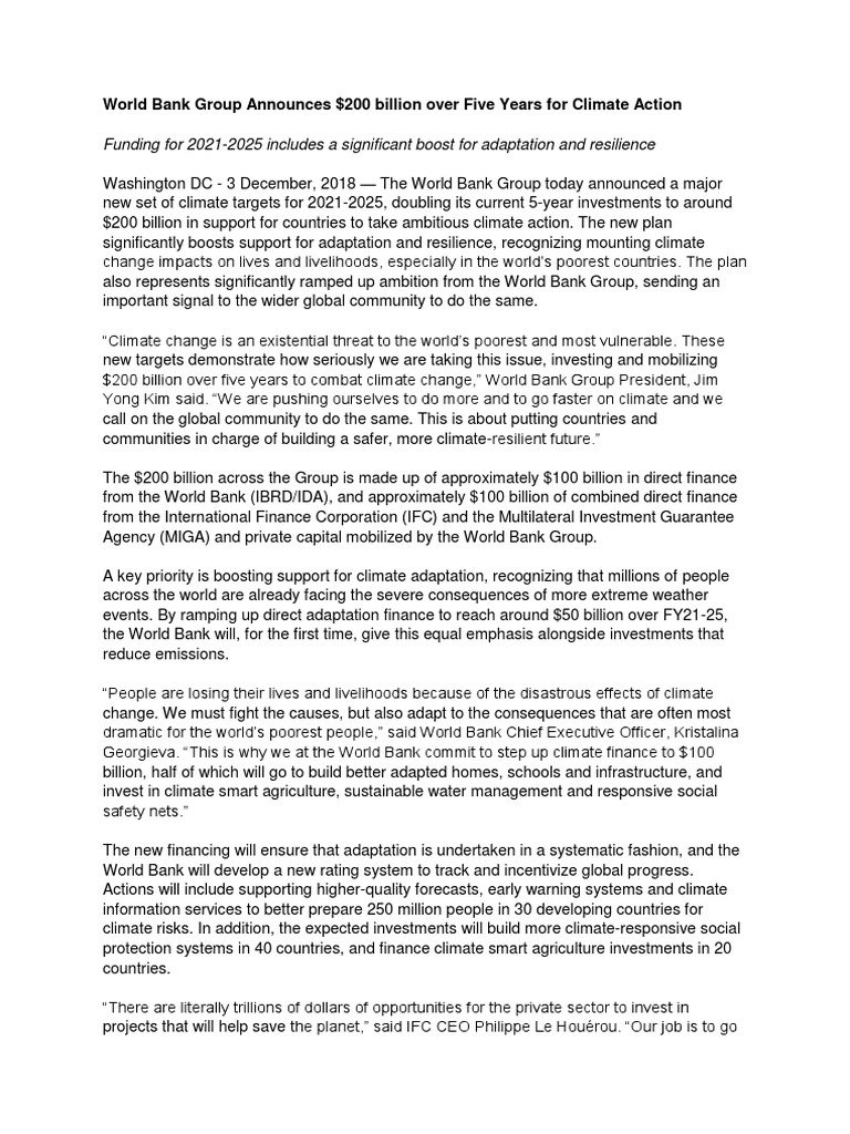 World Bank Statement | World Bank | Low Carbon Economy