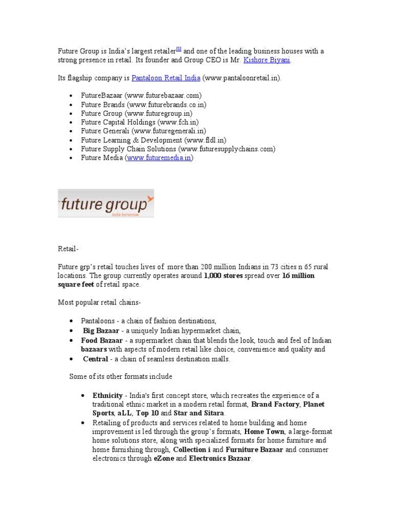 Future Group Is India | PDF | Retail | Trade