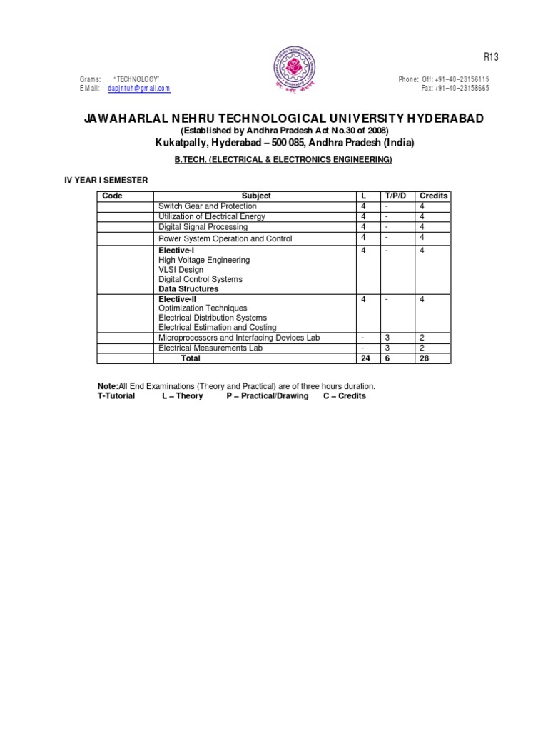 JNTUH 4-1-EEE-R13-Syllabus | PDF | Digital Technology | Manufactured Goods