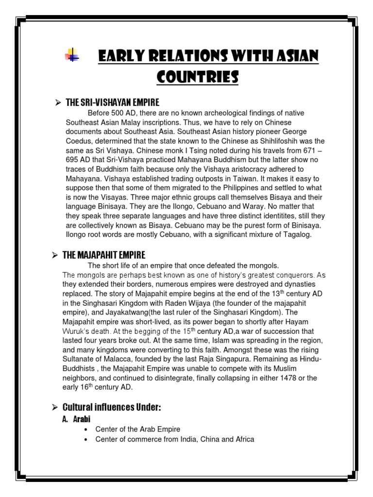 Early Relations With Asian Countries | PDF | Cebu | Southeast Asia