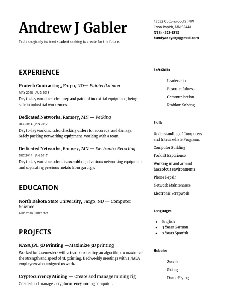 Andrew J Gabler: Experience | PDF | Science And Technology