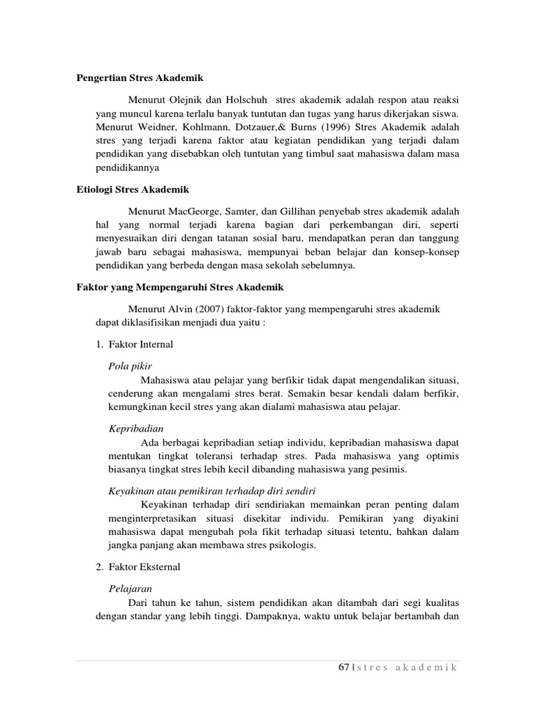 Penyebab dan Faktor Stres Akademik | PDF