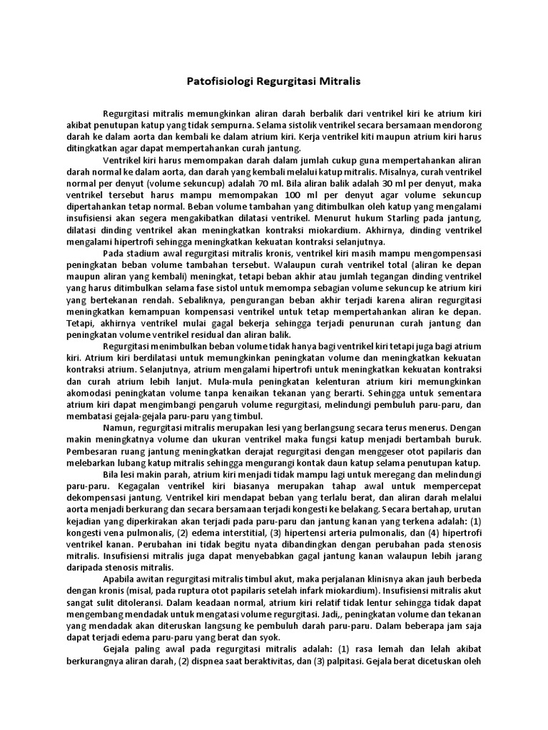 Patofisiologi Regurgitasi Mitralis | PDF