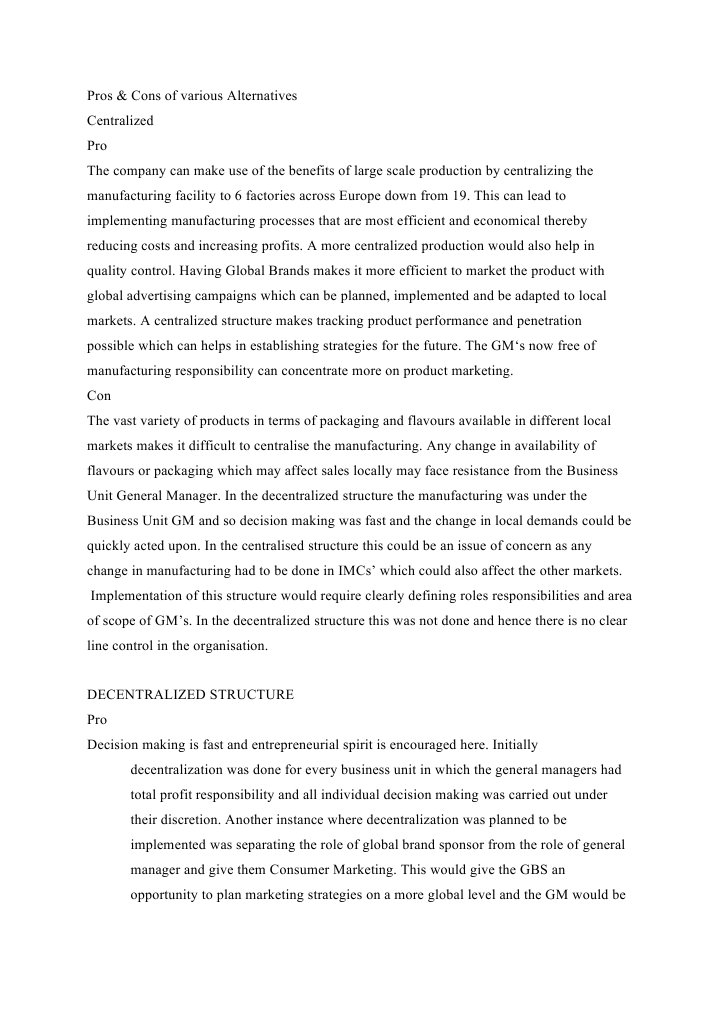 Jacobs Suchard Case Study | Download Free PDF | Decentralization ...