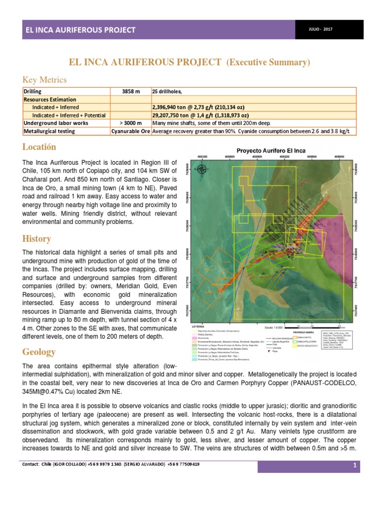 Teaser El Inca Project Rev. 1 | PDF | Gold | Mining