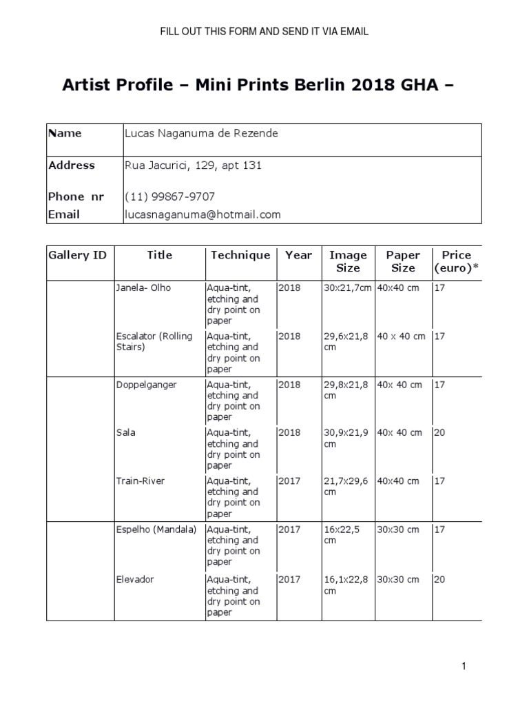 Artist Profile Submission Form 2018 | PDF | Graphic Design | Media ...
