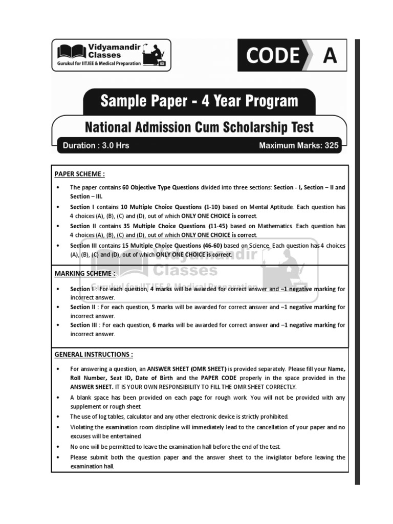 VMC National Admission Test 2018-19 | PDF | Rectangle | Multiple Choice