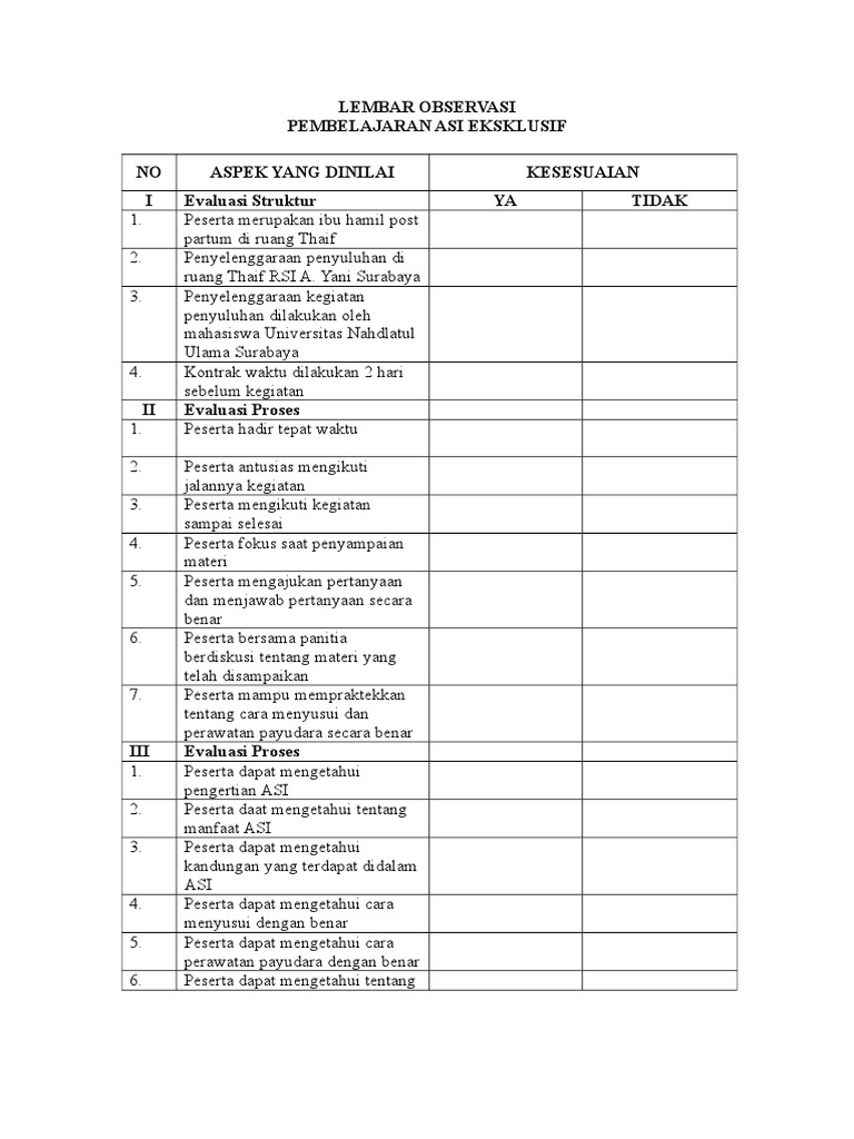 Lembar Observasi Terapi Bermain | PDF