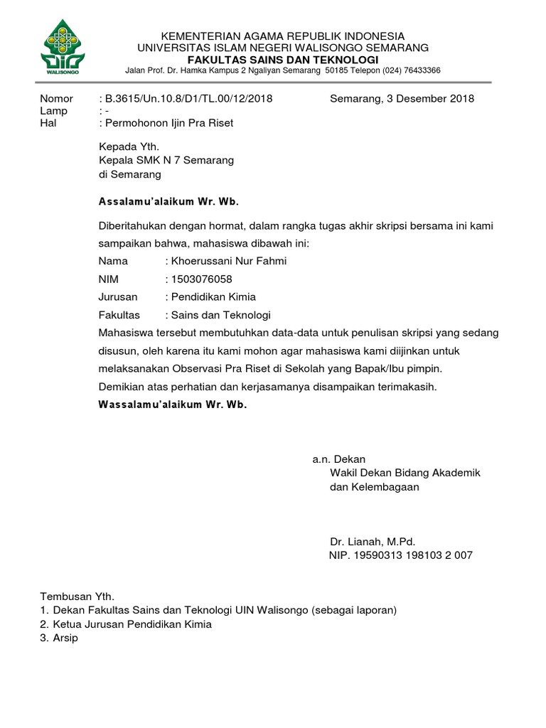 Surat Pra Riset | PDF