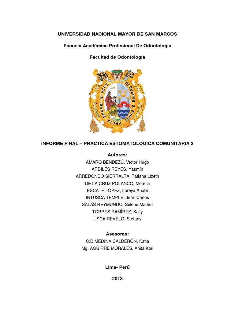 Informe Final Pec | PDF | Odontología | Boca