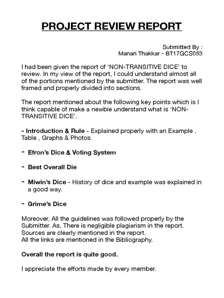 Project Review Report: - Introduction & Rule - Explained Properly With ...