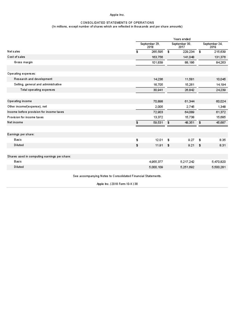 Apple financial statements store