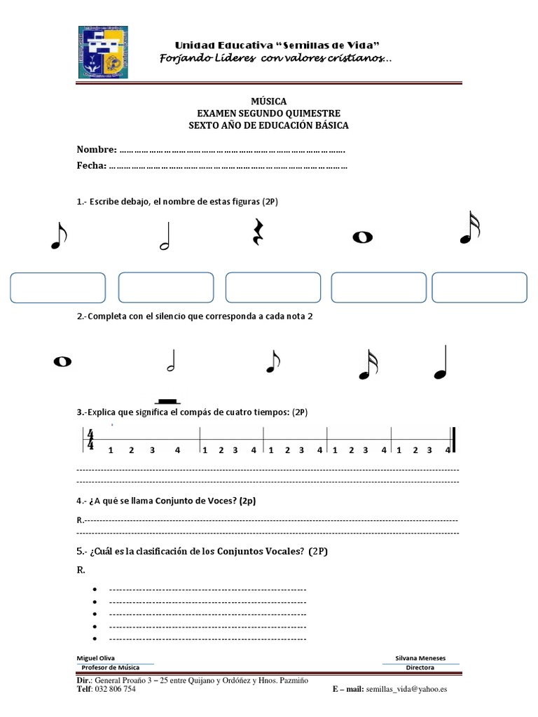 Examen Final de Musica | PDF | Las artes escénicas | Notación