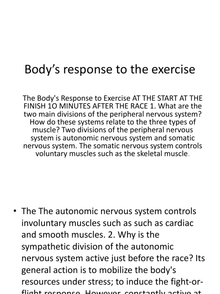 Bodty's Response To Exercise | PDF | Autonomic Nervous System ...