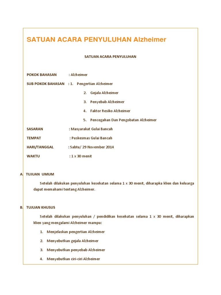 SAP Alzheimer | PDF | Pengembangan Diri