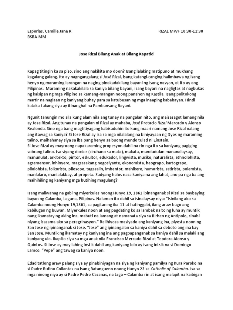 Rizal Reporting | PDF