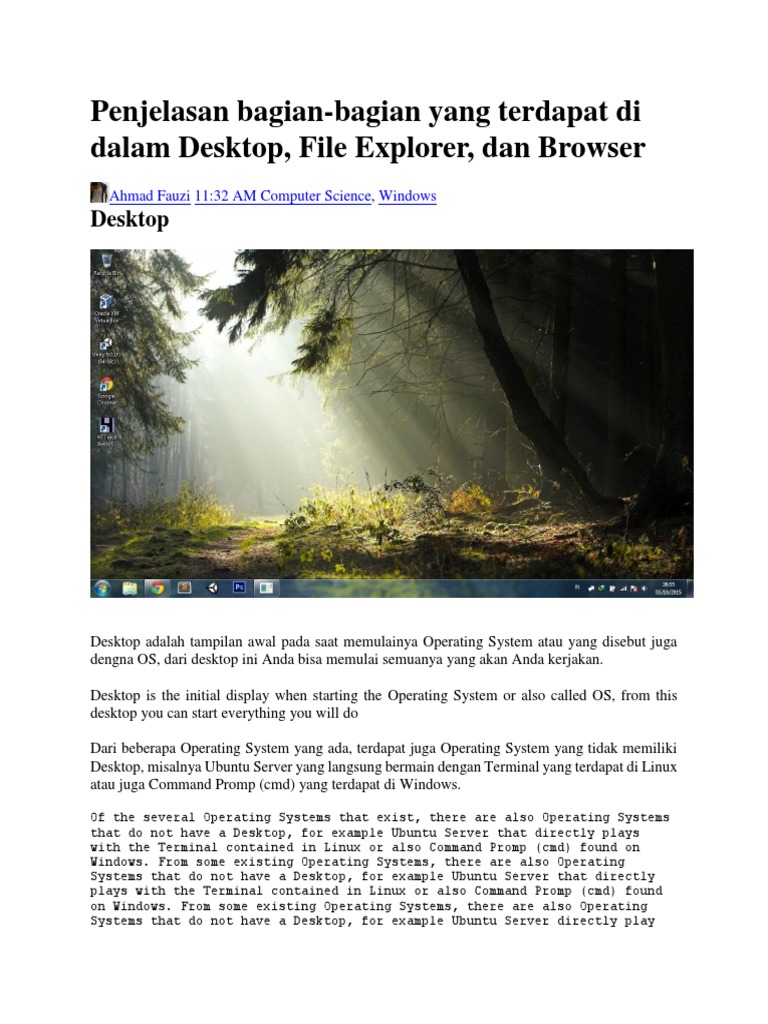 Penjelasan Bagian-Bagian Desktop | PDF