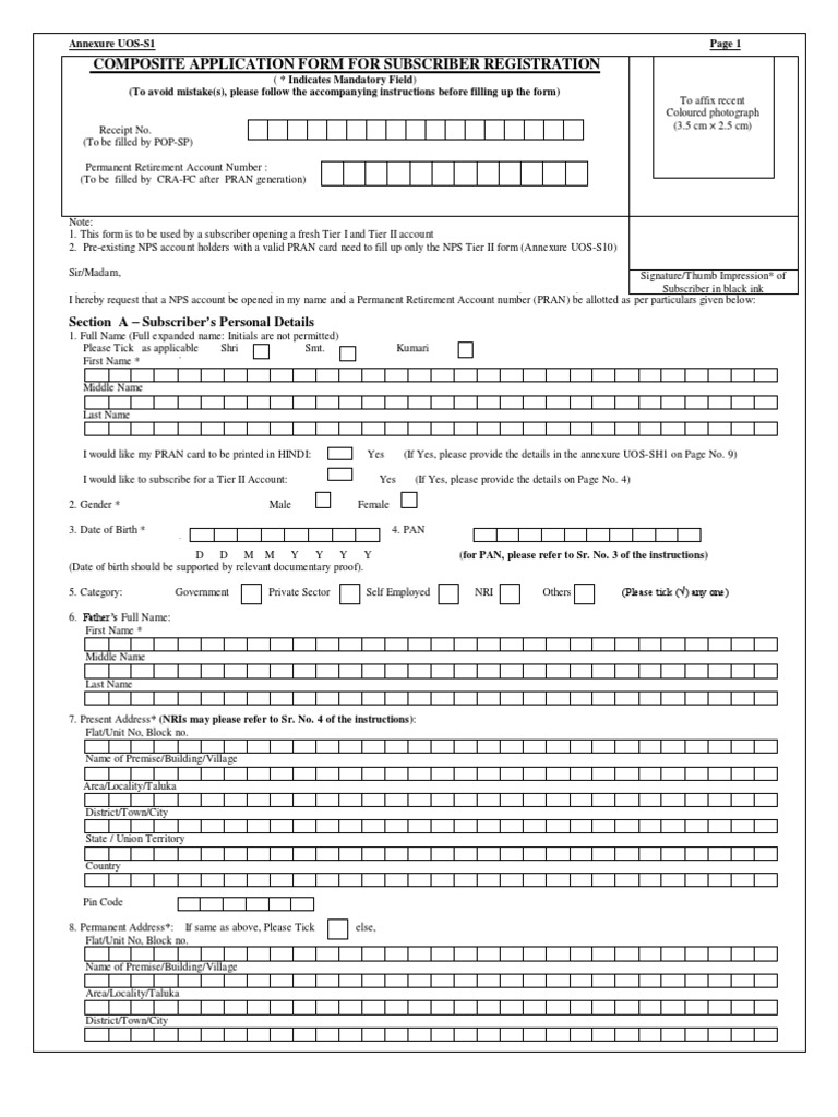 UOS S1 Subscriber Registration Form CAF | PDF