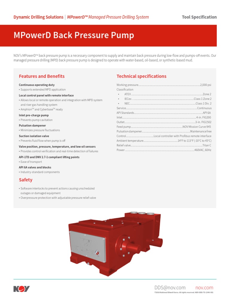 Back Pressure Pump Tool Specification PDF | PDF | Pump | Valve
