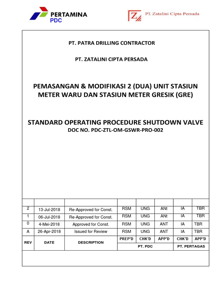 SOP for Shutdown Valve Operation | PDF