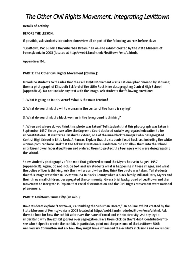 The Other Civil Rights Movement: Integrating Levittown: Details of ...