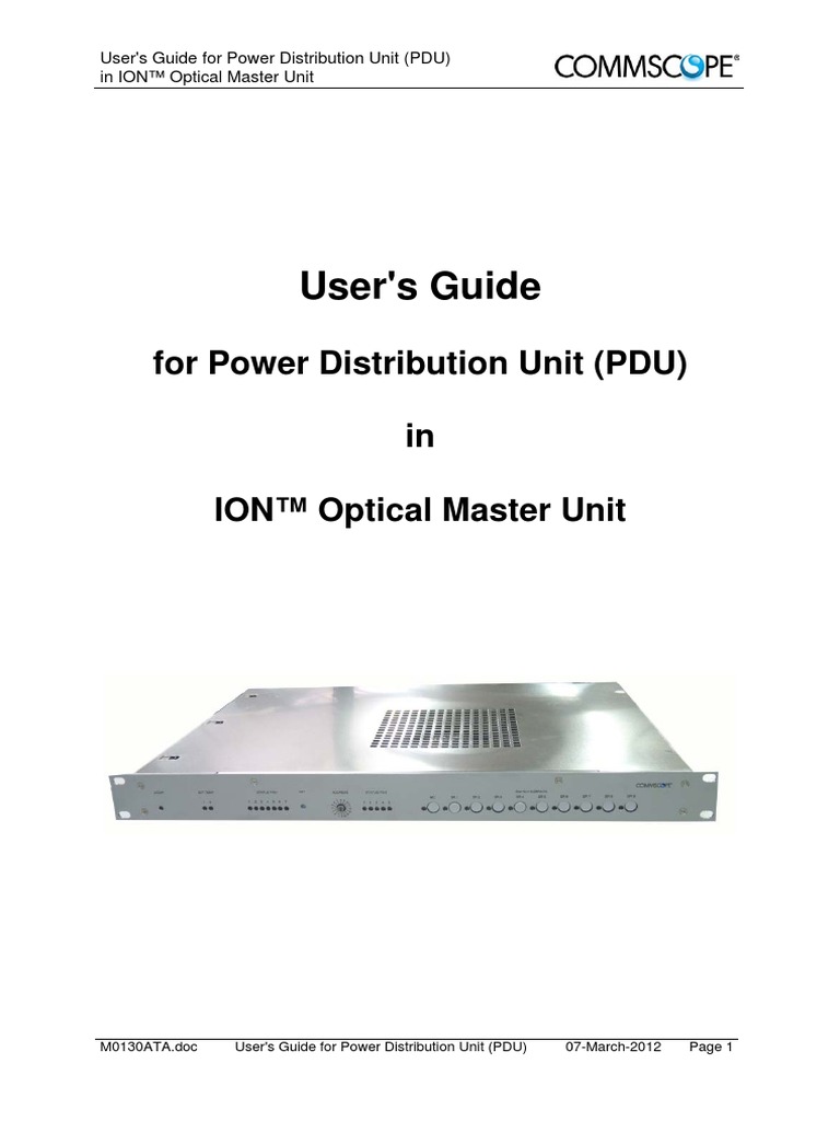User's Guide: For Power Distribution Unit (PDU) in ION™ Optical Master ...
