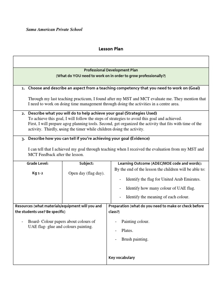 Lesson Plan 4 Flag Day - Semester 6 1 | PDF | United Arab Emirates ...