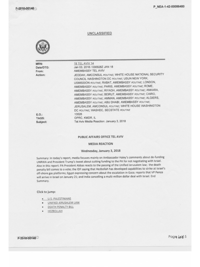 Diplomatic Cable Re Trump Aid Cut To Gaza | PDF | Foreign Relations ...