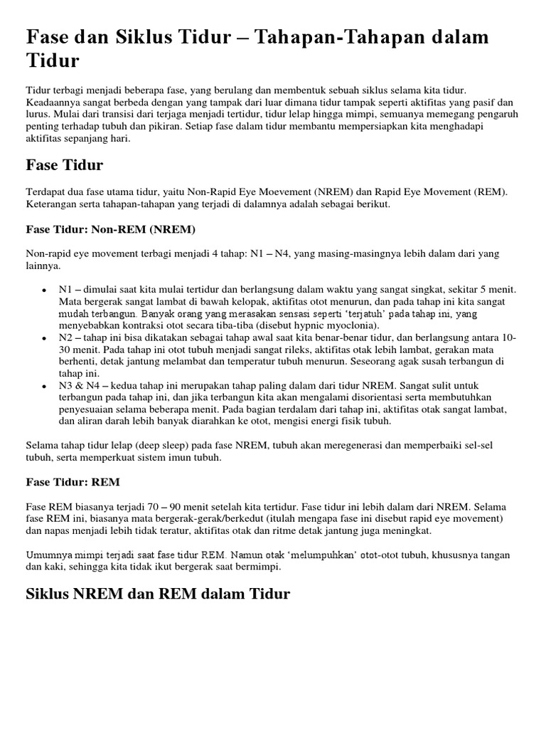 Fase Dan Siklus Tidur | PDF