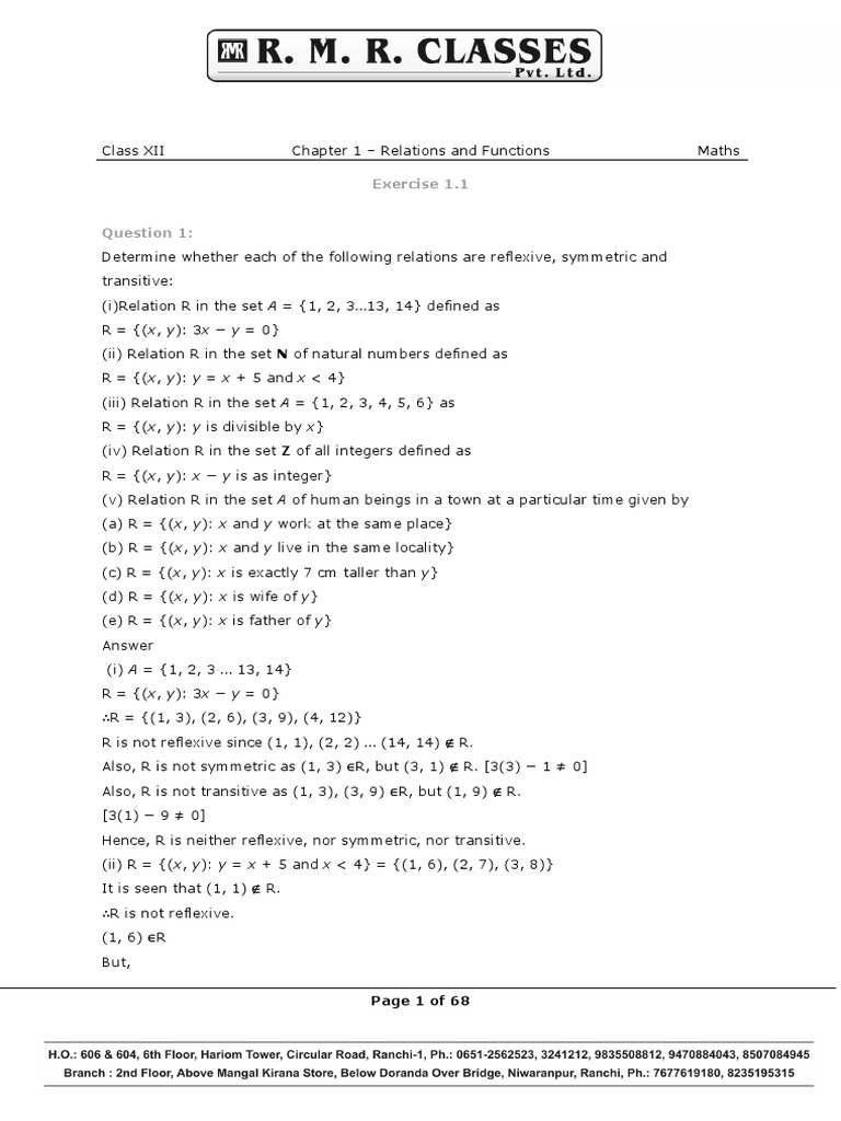 Solution 12th maths.pdf | Function (Mathematics) | Analysis