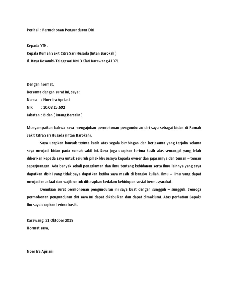 Contoh Surat Risign | PDF