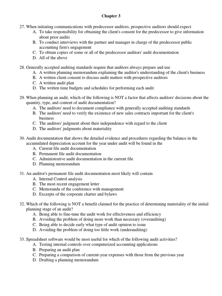 Chapter 3 MC Questions | PDF | Audit | Internal Audit